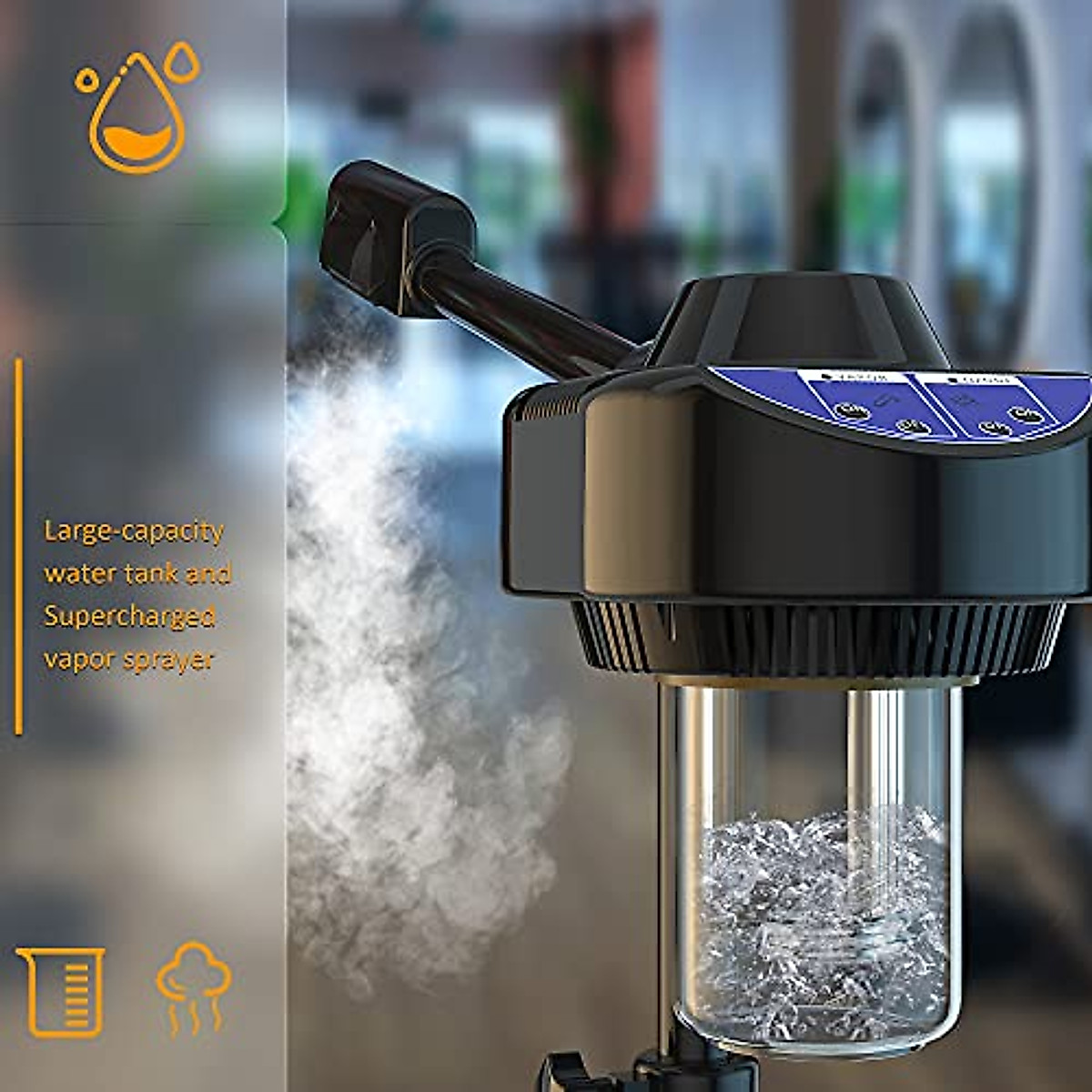Professional Ionic Facial Steamer – Hot Mist Steam Machine for Salon Spa Home Use Aromatherapy Face Steamer for Facial with Ozone for Moisturized Skin Cleans Pores Makes Skin Fir (08A Black)