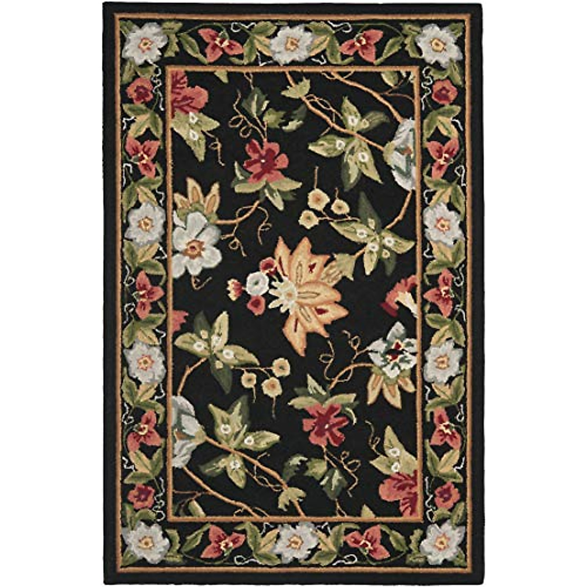 SAFAVIEH Chelsea Collection Accent Rug - 2'9" x 4'9", Black, Hand-Hooked French Country Wool, Ideal for High Traffic Areas in Entryway, Living Room, Bedroom (HK311A)