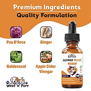 Natural Allergy Relief for Cats - Supports Allergy & Itch Relief for Cats - Cat Allergy - Cat Itch Relief - Cat Itchy Skin Relief - Cat Allergy Relief for Cats - Cat Supplements & Vitamins - 1 fl oz