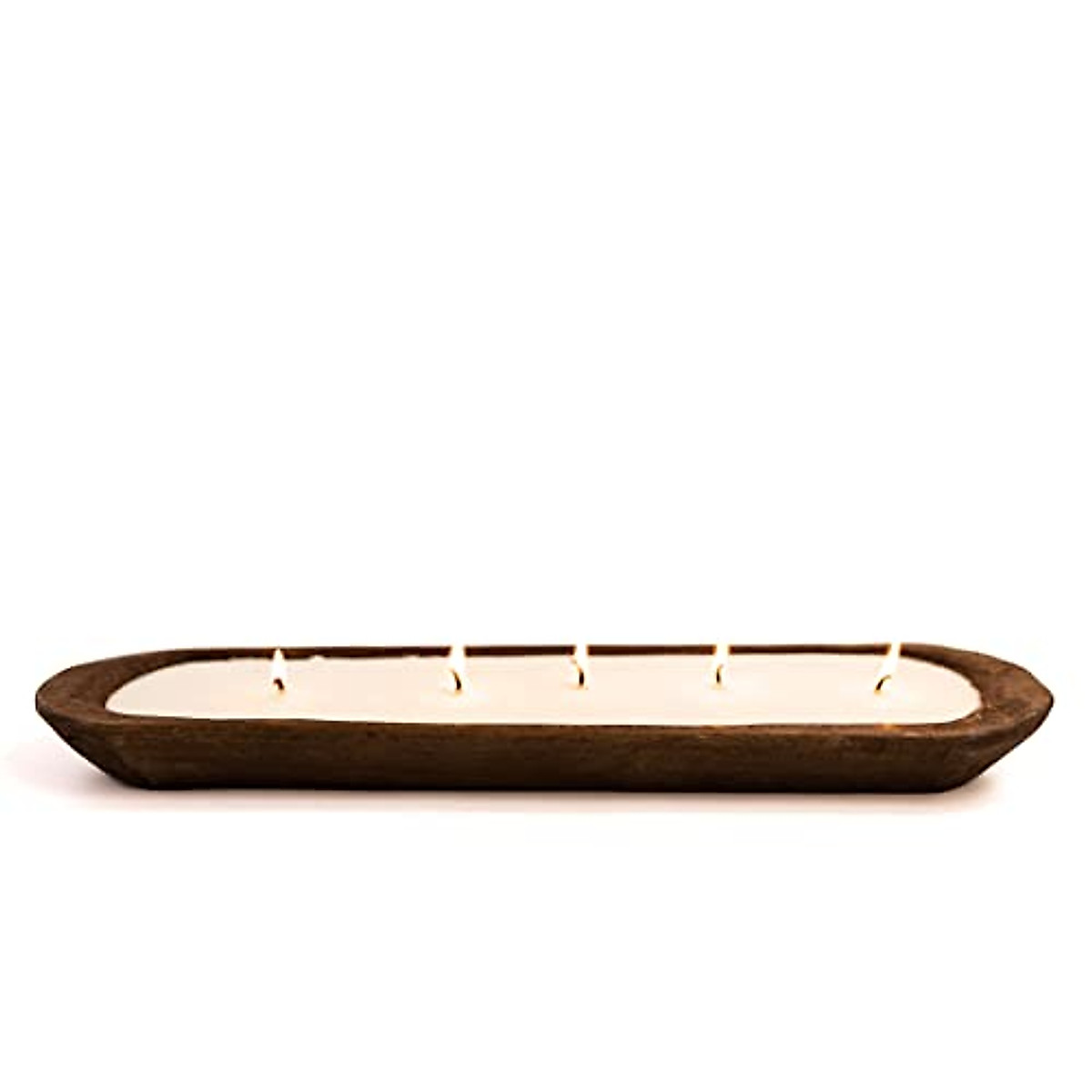 Red Barn Candle Company Wood Dough Bowl Candles | 100% Natural Soy Wax & Essential Oil Infused | Odor Eliminating + Pet Safe | Scented Candle Gifts for Men & Women (Vanilla Latte, 5-Wick)