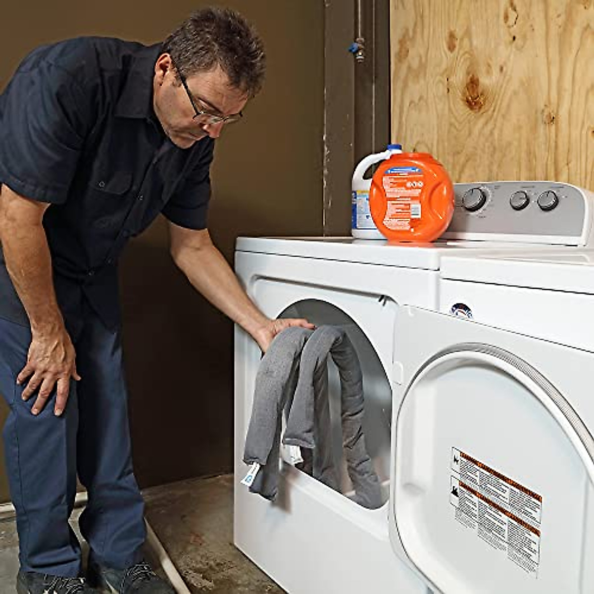 PIG Home Solutions Dryer-Safe Reusable Water Absorbent Sock - 4 Pack - 3" x 38" - Absorbs Up to 34 oz per Sock - Gray - PM50673