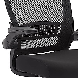Amazon Basics Ergonomic Adjustable High-Back Mesh Chair with Flip-Up Arms and Headrest, Upholstered Mesh Seat - Black