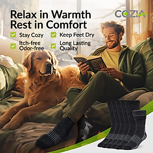 Merino Wool Socks Casual Warm Socks for Winter Cozy Boot Socks for Men & Women Black ML