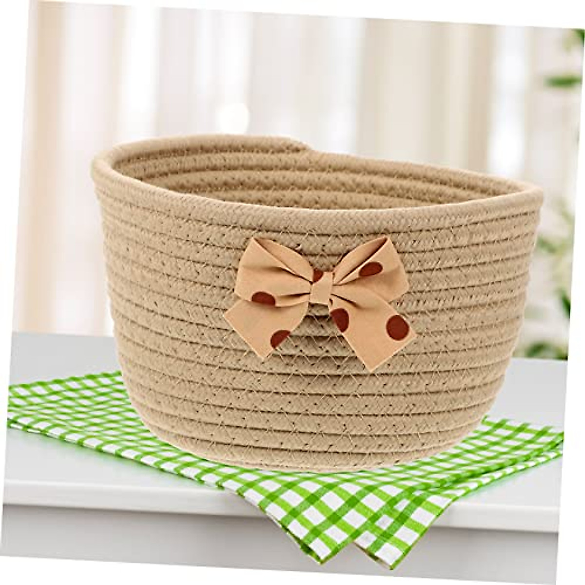 BESTOYARD 2pcs Cotton Rope Storage Basket Cotton Rope Organizer Woven Baskets for Storage Fabric Storage Cubes Rattan Round Waste Basket Rope Baskets for Storage Mini White Shelf Basket Baby
