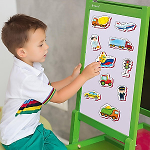 Little World Large Set of 24 Foam Fridge Magnets for Toddlers 1-3 - Refrigerator Magnets for Kids – Baby Magnets for Refrigerator 1 Year Old - Magnetic Vehicles for Toddlers 1-2 - Child Safe Magnets