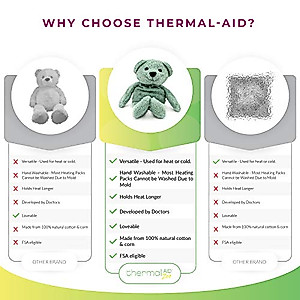 Thermal-Aid Zoo — Hunter The Green Bear — Kids Hot and Cold Pain Relief Heating Pad Microwavable Stuffed Animal and Cooling Pad — Easy Wash, Natural Sleep Aid — Pregnancy Must-Haves for Baby