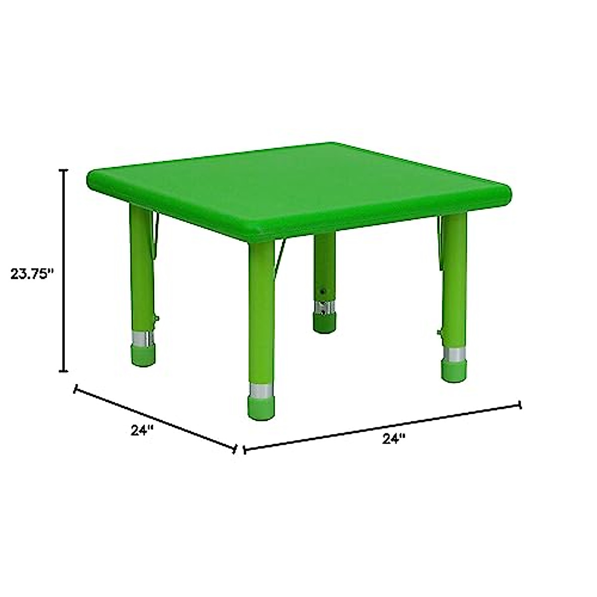 Flash Furniture Wren 24'' Square Green Plastic Height Adjustable Activity Table