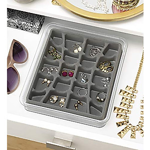Whitmor Stackable Jewelry Tray 20-Section Gray