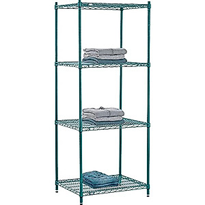 Nexel Poly-Green Adjustable Wire Shelving Unit, 4 Tier, Heavy Duty Commerical Storage Organizer Wire Rack, 24" x 30" x 74", Green