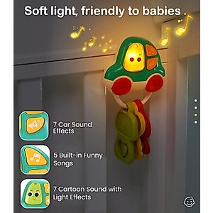 Zooawa Baby Toy Musical Car Key with Light and Sound, 9-12 Months for 1 2 3 4+ Year Old Boys Girls Gifts, Christmas Early Educational Learning Play Toy Smart Remote Key Toy for Kids Toddler Infants