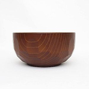 OTSUMAMI TOKYO Japanese Soup Bowl, Miso Soup Cup, Soup Mug for Noodle, Rice, Cereal, Dishwasher safe, Durable, Made in Japan (1pc, Hexa Wood Grain Pattern, Large 5 x 2.6 in.)
