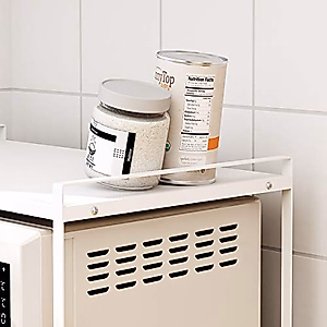 ideaglass Microwave Oven Stand, Toaster Rack, Spice Organizer Shelf for Kitchen Bathroom Storage, Large Metal Plate Milky White