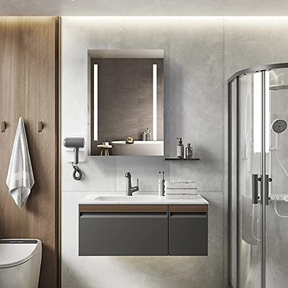 Seenvlog Bathroom Medicine Cabinet with Lights, LED Mirror Medicine Cabinet, Defogger, Dimmer, Memory Function, 20" x 28" Lighted Medicine Cabinet, Surface Mount