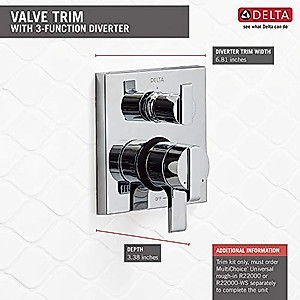 DELTA FAUCET T27867-BL Angular Modern Monitor 17 Series Valve 3-Setting Integrated Shower Trim with Diverter, Matte Black