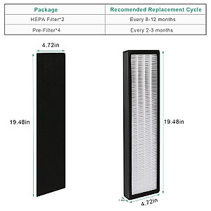 Yweller FLT5000 FLT5111 Replacement Filter C Compatible with GermGuardian AC5000, AC5000E, AC5250PT, AC5350B, AC5350BCA, AC5350W, AC5300B,CDAP5500bca,CDAP5500wsp,Black+Decker BXAP040,BXAP250 (2+4)