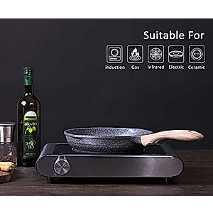 JEETEE 8 Inch Nonstick Frying Pan, Stone Coating Cookware, Nonstick Omelette Pan with Heat-Resistant Handle, Induction Skillet for Eggs (Grey)