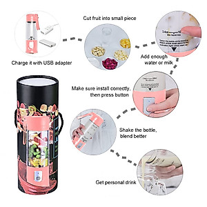 Portable Blender, Toycol Personal Size Blender for Shakes and Smoothies with 6 Ultra Sharp Blades,13.5Oz Mini Blender USB Rechargeable for Travel/Picnic/Office/Gym/Father's Day gift