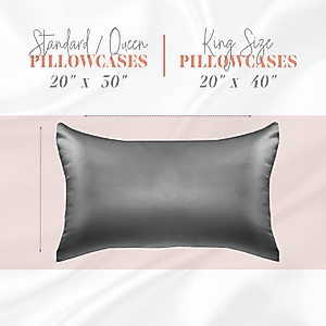 Elegant Comfort Silky and Luxurious 2-Piece Satin Pillowcase Set for Healthier Skin and Hair, Hidden Zipper Closure and Beautifully Packaged, Satin Pillowcase Set, Standard/Queen, Gray