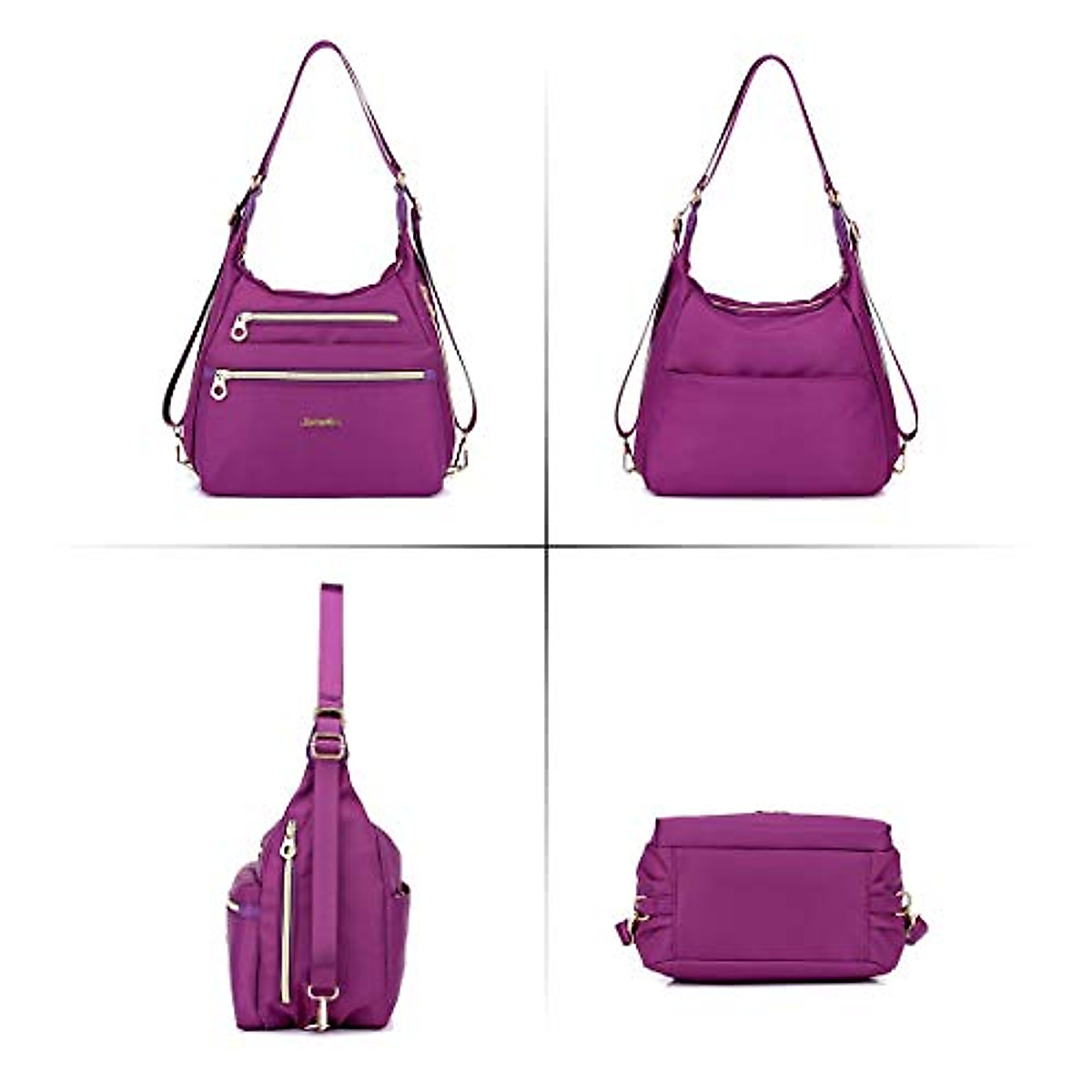 Alovhad Multi-Pocket Crossbody Bag for Women Convertible Nylon Shoulder Bag Travel Backpack Purse