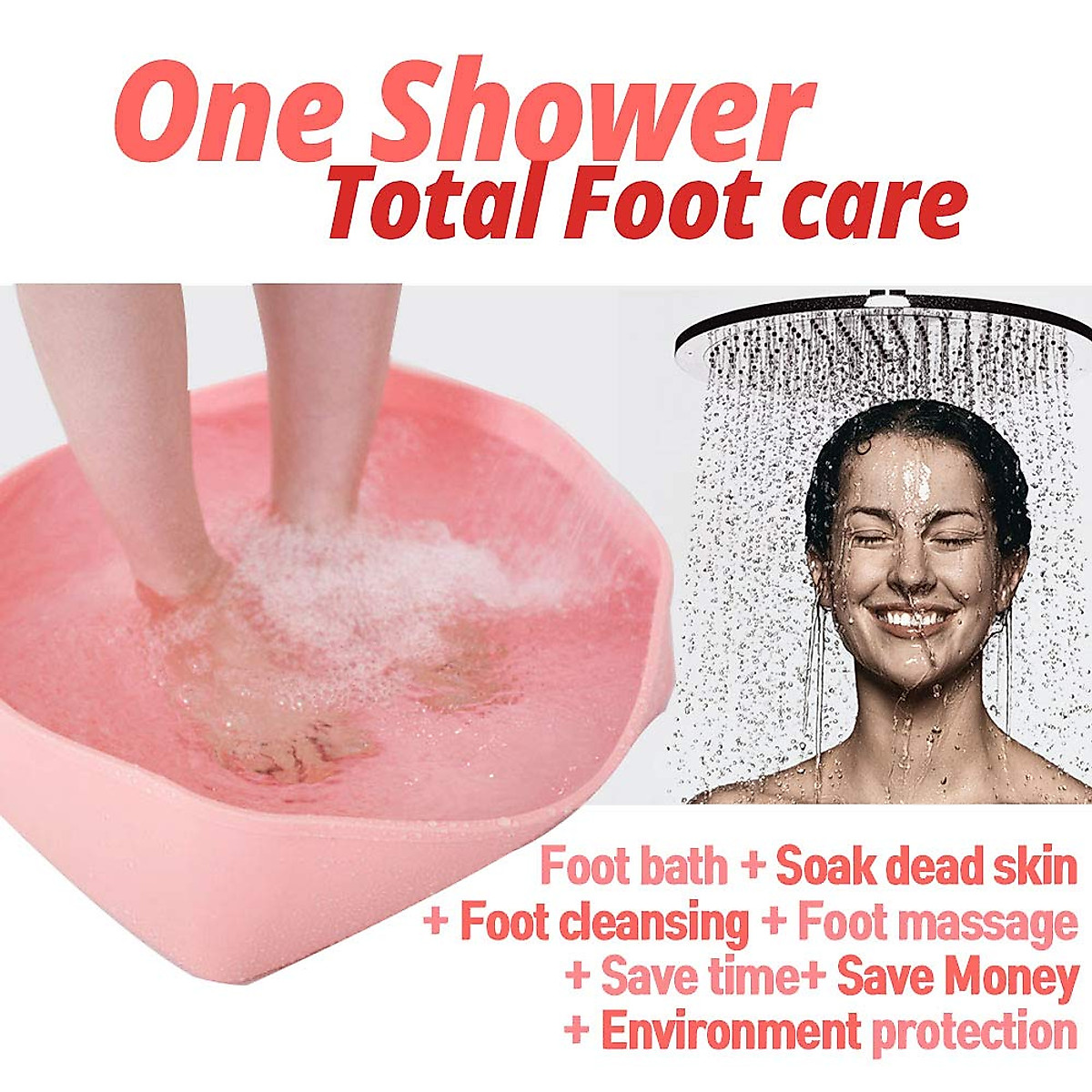 Diaya Showerbath Pink - Silicone shower bath | shower footbath | foldable foot bath | bashin | tub | foot wash soaking massage | feet clean odor | showerfootbath | standing type | hot water savings
