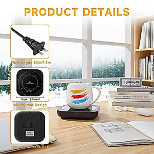 Coffee Mug Warmer, Mug Warmer for Desk, Portable Thermostatic Electric Mug Warmer- 3-Temp Settings & 4H Auto Shut Off Cup Warmer for Coffee, Beverage, Candle, Milk, Tea