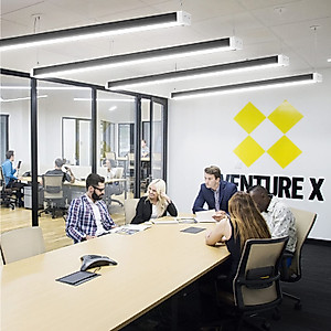 FAITHSAIL 4FT LED Linear Light 5000K 6000LM Suspension Office Lighting Fixture with Plug, 60W Commercial Light Fixture Shop Light for Office Gym Garage, 1 Pack