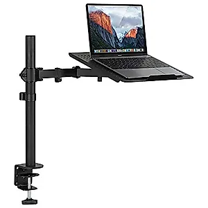 Mount-It! Laptop Desk Stand Mount | Articulating Vented Laptop Tray Mount | Fully Adjustable Laptop Arm Mount | Single Laptop Desk Extension with C-Clamp | Heavy-Duty Laptop Desk Stand (MI-4352LT)