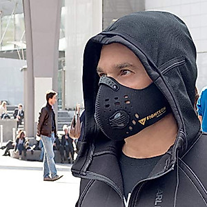 FIGHTECH Dust Mask - Reusable Face Mask with Filter - Air Filtration Mask with Vent - Dust Mask Woodworking (Large, Black)