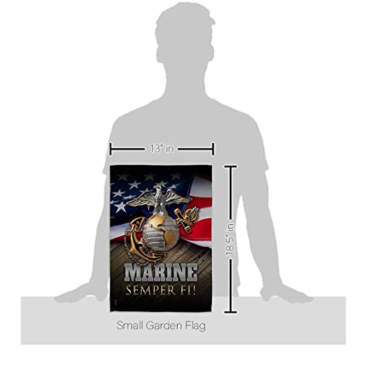 Marine Semper Fi Garden Flag - Armed Forces USMC United State American Military Veteran Retire Official - House Decoration Banner Small Yard Gift Double-Sided Made In USA 13 X 18.5