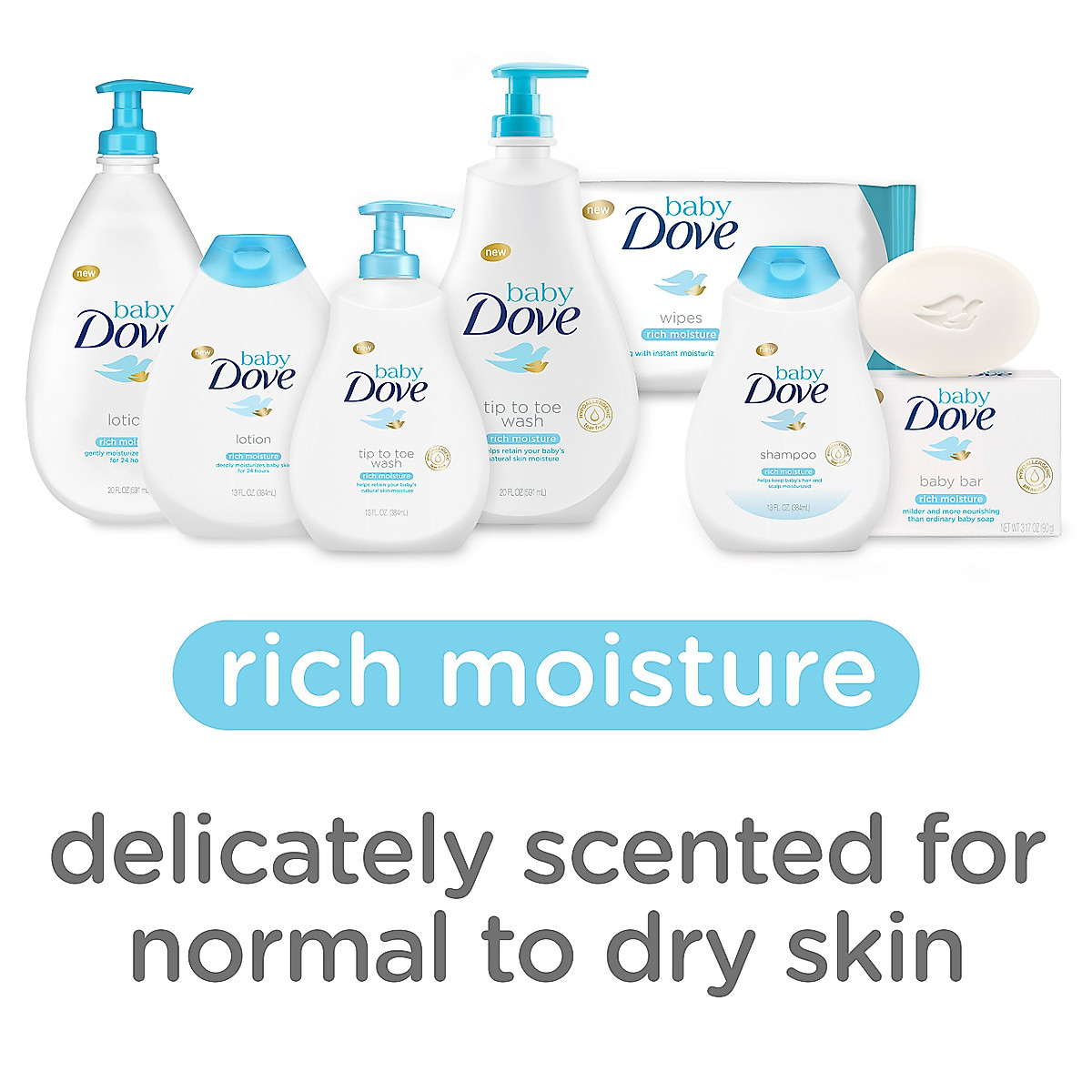 Baby Dove Wipes, Rich Moisture, 30 Count (Pack of 6