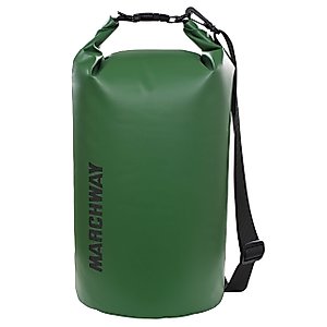 MARCHWAY Floating Waterproof Dry Bag Backpack 5L/10L/20L/30L/40L, Roll Top Sack Keeps Gear Dry for Kayaking, Rafting, Boating, Swimming, Camping, Hiking, Beach, Fishing (Dark Green, 40L)