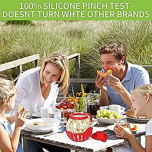 MMUGOOLER Glass Microwave Popcorn Popper, 2.25QT Original Popcorn Jar with Silicone Lid, BPA Free, Dishwasher Safe- Red