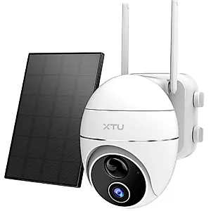 XTU Solar Security Cameras Outdoor, WiFi Wireless Outdoor Solar Home Security Camera with 2-Way Audio, Night Vision, Motion Detection