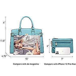 MKP Women Fashion Satchel Handbags and Purses Ladies Top Handle Tote Work Shoulder Bags with Matching Wristlet Wallet (Light Blue)