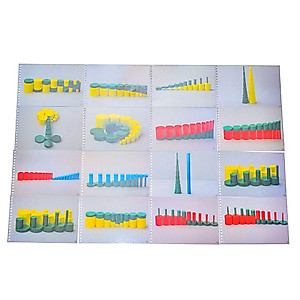 Kghios Montessori Sensorial Visual Sense Toys Book Materials for Toddlers,Knobless Cylinders,Cylinder Block Sensorial Cards,Baby Early Educational Tools Preschool Learning Toys