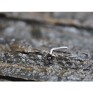 18,20 gauge Cherry Blossom Flower Nose Stud,Flower Nose Stud sterling silver/nose screw, Body Piercing Jewelry, Silver Nose ring (18g L Bend)