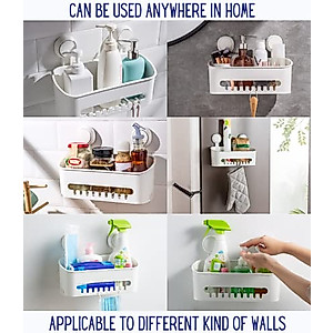 Shower Caddy Vacuum Suction Cup 3Pcs-No Drilling Bathroom Suction Cup Shower Shelf Organizer-Shower Shelves Basket for Shampoo,Soap and Toothbrush Holder-Racks for Inside Bath and Kitchen Wall (White)