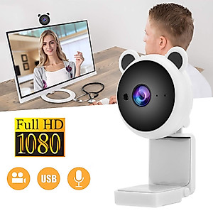 Jopwkuin Digital Computer Webcam, Living Colors Webcam with Microphone 30FPS with Microphone for Online Teaching for Internet Broadcasts(White)