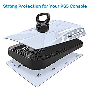 HEYSTOP PS5 Plates for PS5 Accessories, Hard Shockproof Cover PS5 Skins Shell Panels for PS5 Console, Anti-Scratch Dustproof Face Plates Replacement Accessories for Playstation 5 Disc Edition - White