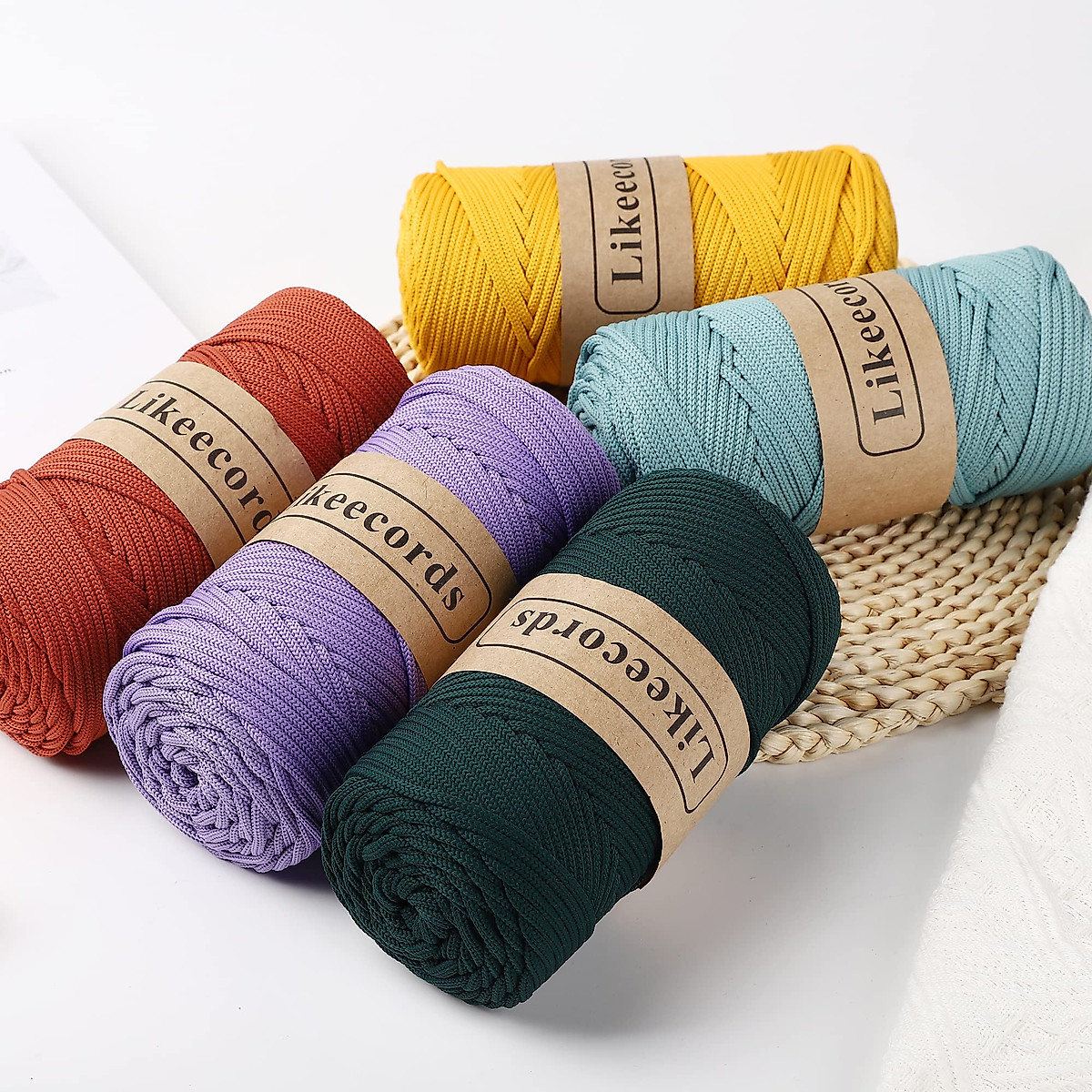 Likeecords 4mm Polyester Braided Macrame Cord 140Yards /426Feet,Elastic Yarn for Crocheting Bag Cord for DIY Crafts,Plant Hangers, Bag, and Home Decorations (Sage Green)