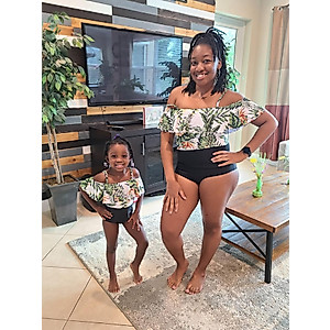 IFFEI Mommy and Me Swimsuits One Piece Monokini Bathing Suits Floral Printed Family Matching Swimwear Women: M