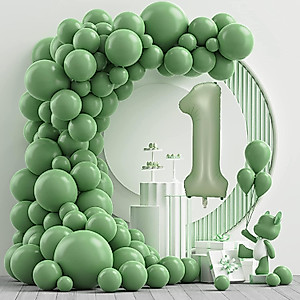 Gifloon Number 1 Balloon, Large number balloons 40 inch Decor, 1st Birthday Party Decorations, Sage Green