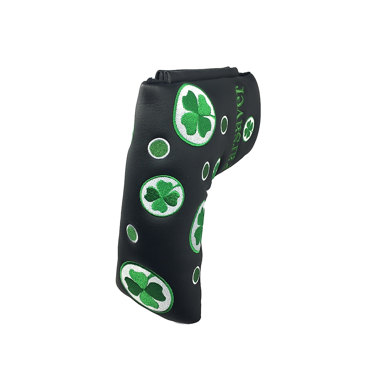 Parsaver Shamrock Lucky Clover Golf Blade Putter Cover Lucky Four Leaf Clover Black Covers for Scotty Cameron Odyssey Taylormade Titleist Ping and Mizuno Putters. A Wonderful Golf Gift