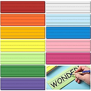 300 Sheets Colored Sentence Strips for Teacher Supplies, Classroom, Ruled Bright Lined Cardstock Strips for Writing Words, 12 Colors, 12 x 3 Inch