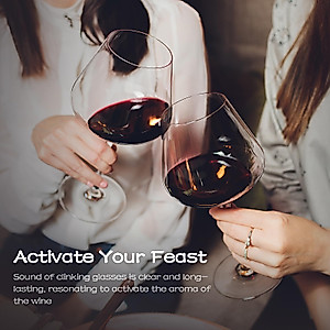 Chouggo Super Large 28Oz Wine Glasses Set of 2, Hand Blown Crystal Red Wine or White Wine Burgundy Glass, Hand Crafted by Artisans - Gifts for Women, Men, Wedding, Anniversary, Christmas, Birthday