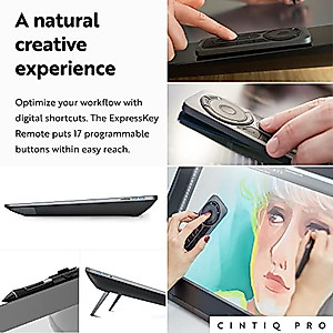 Wacom Cintiq Pro 24 Creative Pen and Touch Display – 4K graphic drawing monitor with 8192 pen pressure and 99% Adobe RGB (DTH2420K0), Black