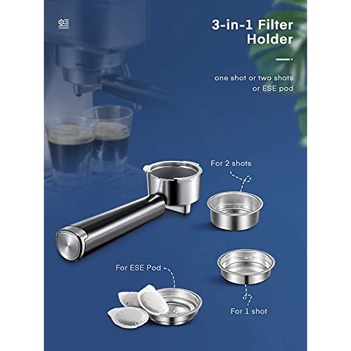 HOUSNAT Espresso Machine, 20 Bar Espresso Coffee machine and Cappuccino Maker with Milk Frother Wand, Automatic Espresso Latte Maker for Espresso, Cappuccino, Latte and Mocha, Compact Design