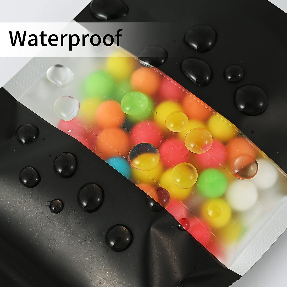 100 Pieces Smell Proof Mylar Bags, Resealable Food Storage Bags with Clear Window, Foil Pouch Stand-up Bags for Food Self Sealing Storage Supplies (Black, 4 x 6 Inch)