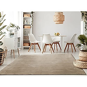 Paco Home Soft Washable Area Rug in Beige Cream Cozy Anti-Slip Solid Color, Size: 2'8" x 4'11"