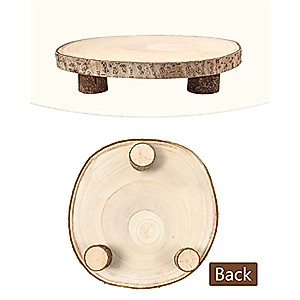 Caydo 2 Pieces 10-12 Inch Wood Cake Stand Large Wood Slices Serving Tray for Table Centerpiece, Wedding Cake and Cheese Board